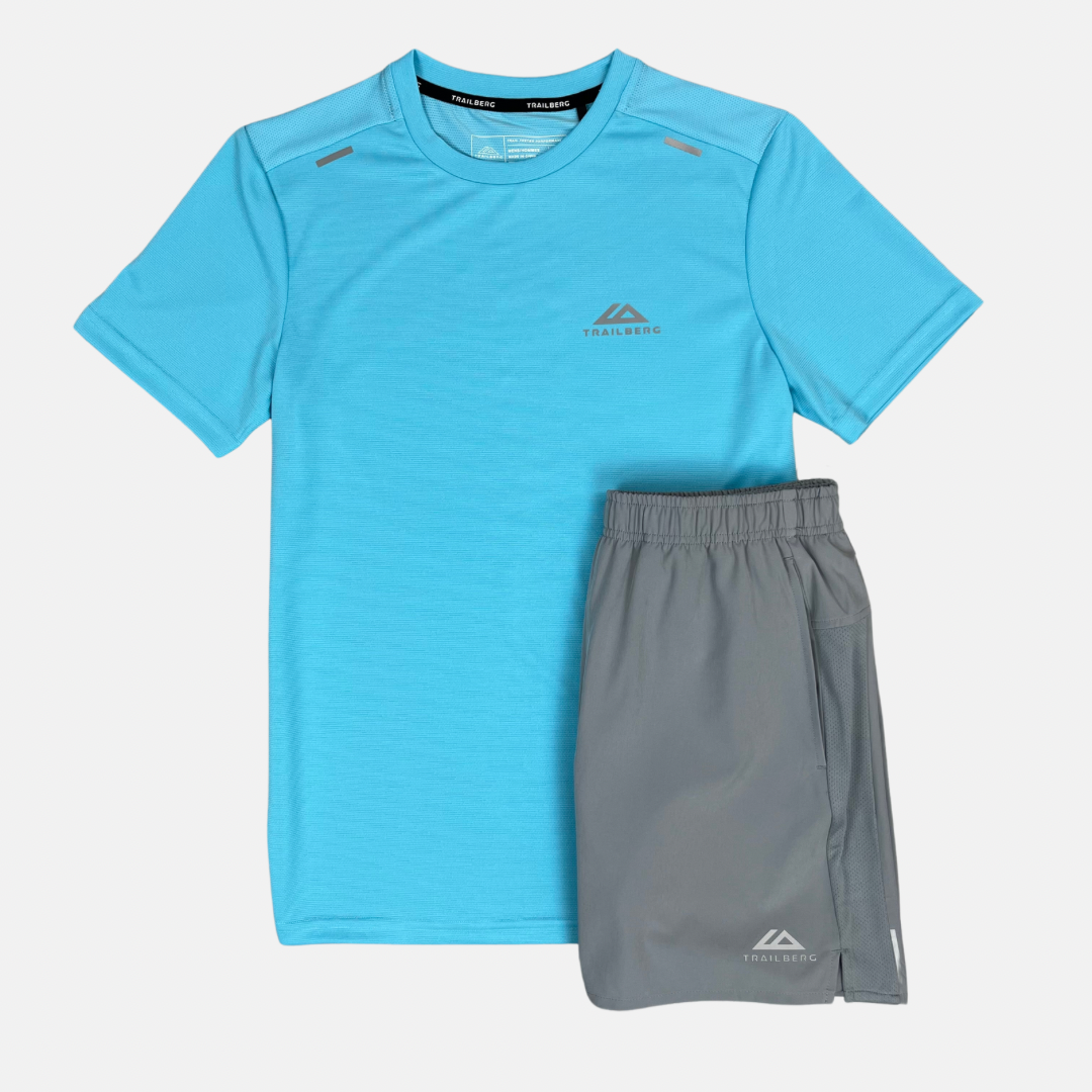 Trailberg Crest T-Shirt / Essentials Short Set - Electric Blue / Grey ...